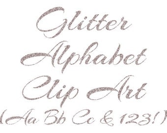 Silver Glitter Letters Clip Art Digital Glitter Alphabet
