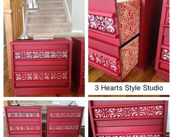 Ornate Red Nightstands- Barn Red End Tables, Table, Night stand ...