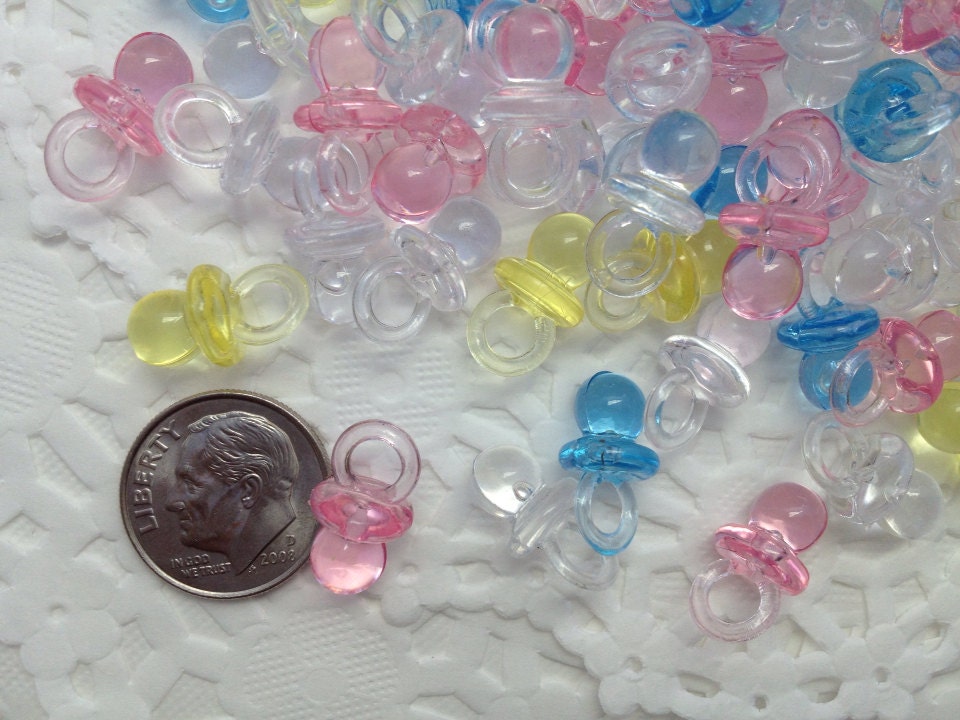 48 Micro Mini Pacifiers Mixed Colors for Baby Shower or Gender
