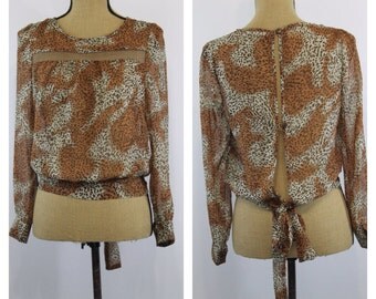 90s Clothing Grunge Long Sleeve Blouse Open Back Semi Sheer Blouse ...