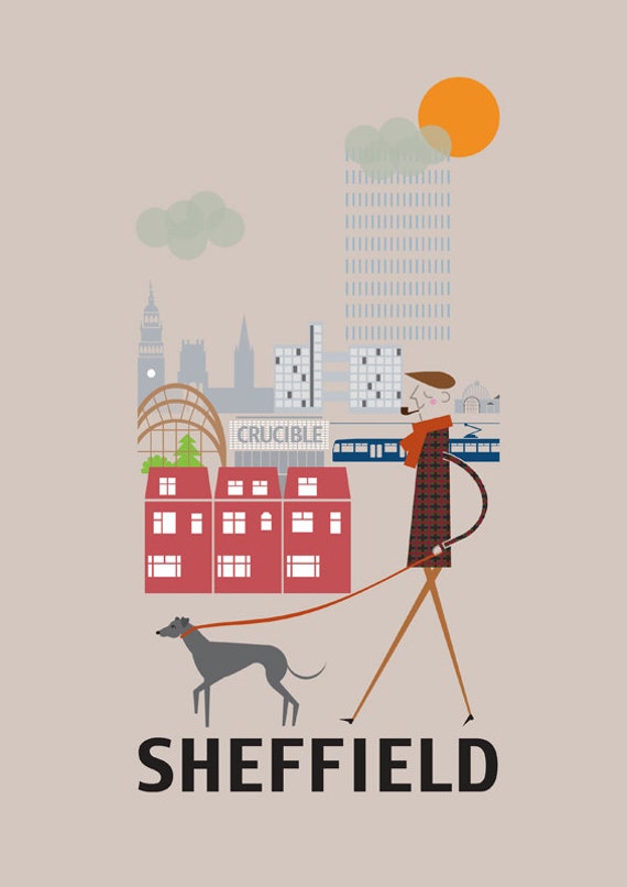 Sheffield Print A4/A3/A2 poster wall art city skyline