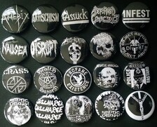 20 VARIOUS 1 crust punk buttons crass doom discharge assuck infest aus ...