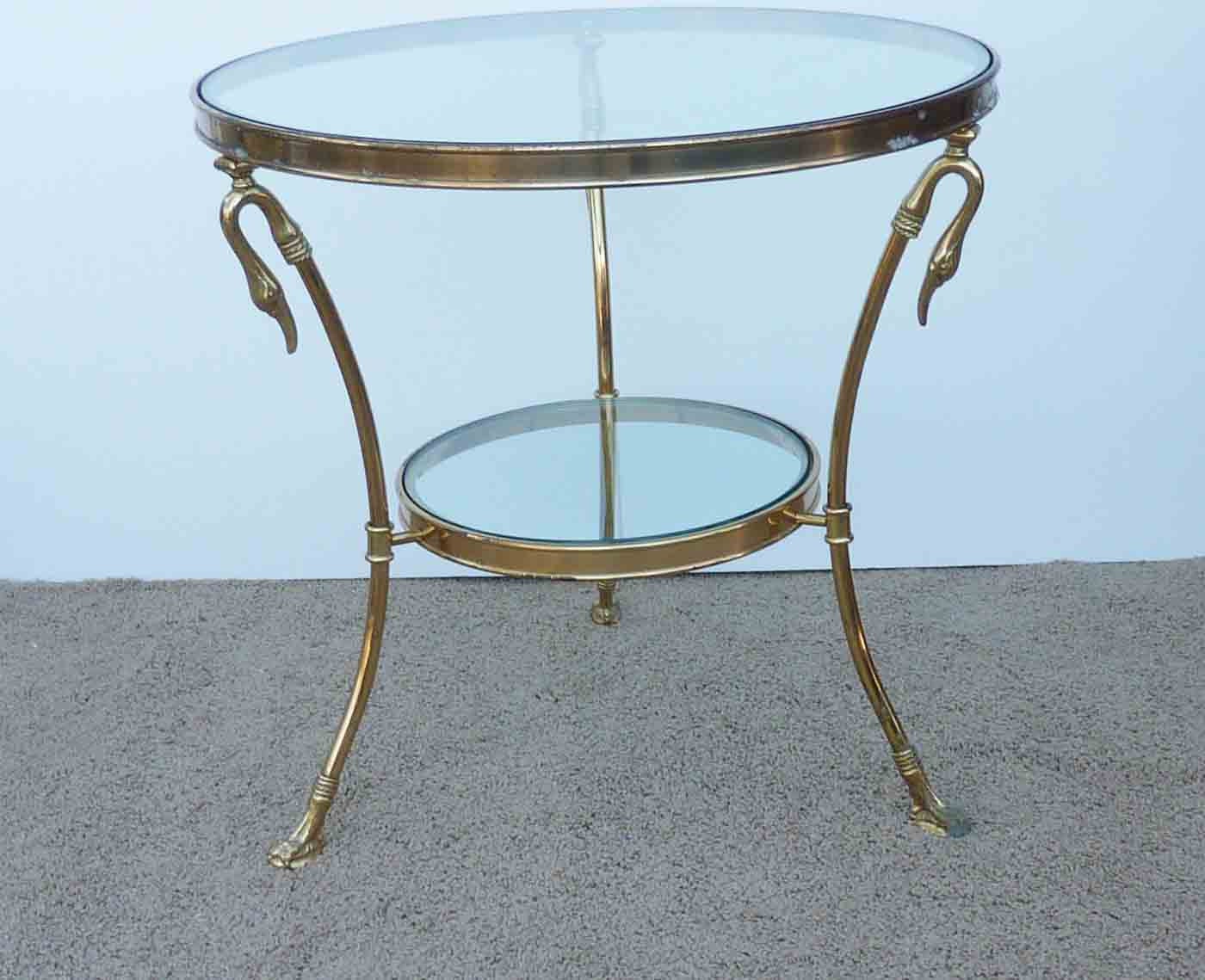 Vintage Brass Glass Swan Table Mid Century Aged Patina Hollywood ...