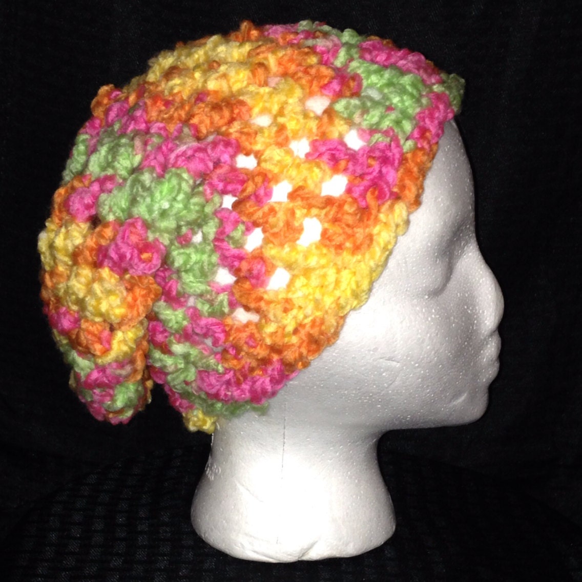 Waffle Cone Slouchy Crochet Hat in Rainbow Run by CraftyHooper