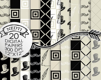 20 High Quality Gentleman Digital Papers, 12" x 12", Instant Download ...