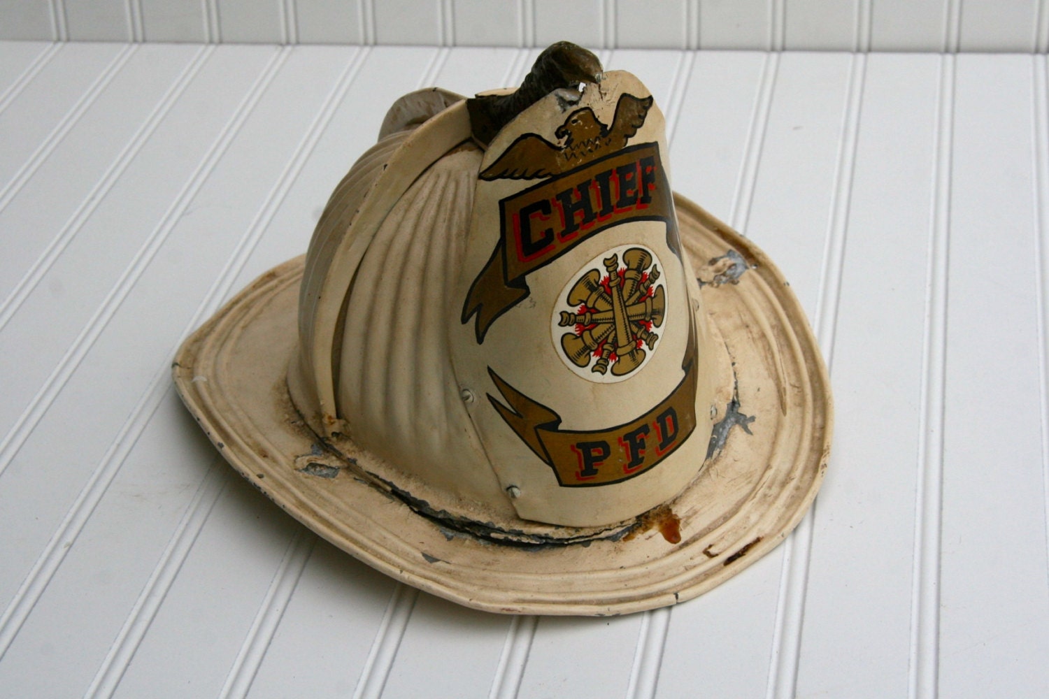 Antique Fire Chief's Aluminum High Eagle Helmet Cairns