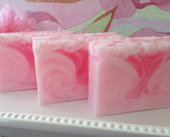 Pink Grapefruit Sea Salt Soap handcrafted by SeasideSoapKitchen