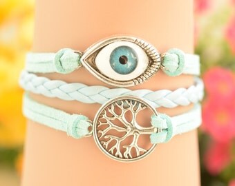 Evil Eye Bracelet,Evil-Eye Charm, Eye,Blue Eye,Blue Korean Velvet ...