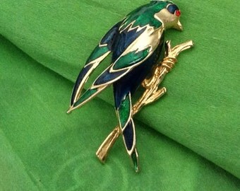 60s Tin Toy BIRD brooches 3 Japanese metal parrot toy costume