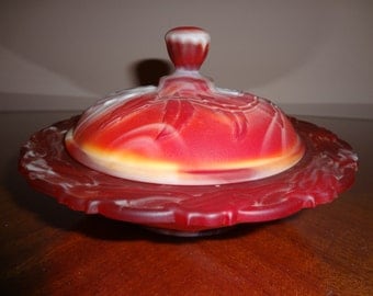 Red slag glass | Etsy