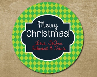 Custom Holiday Round Labels From Santa Stickers 2.5 inch