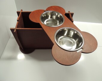 Elevated dog feeder with storage. Dog bowl. Raised pet feeder. Dog food ...
