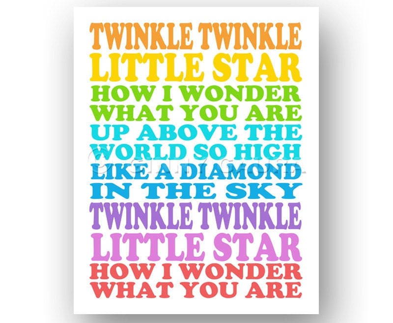 Twinkle Twinkle Little Star Song Words 8x10 Printable