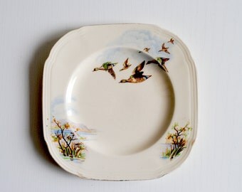 Vintage 1940s Alfred Meakin Square Ducks Side Plate