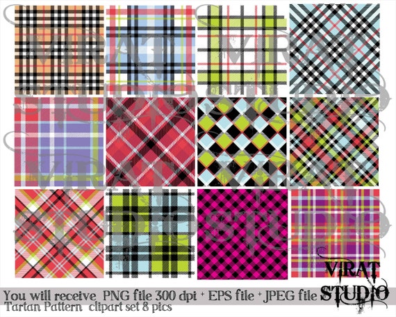 Tartan Pattern victor elements Digital clip art for by ViratStudio