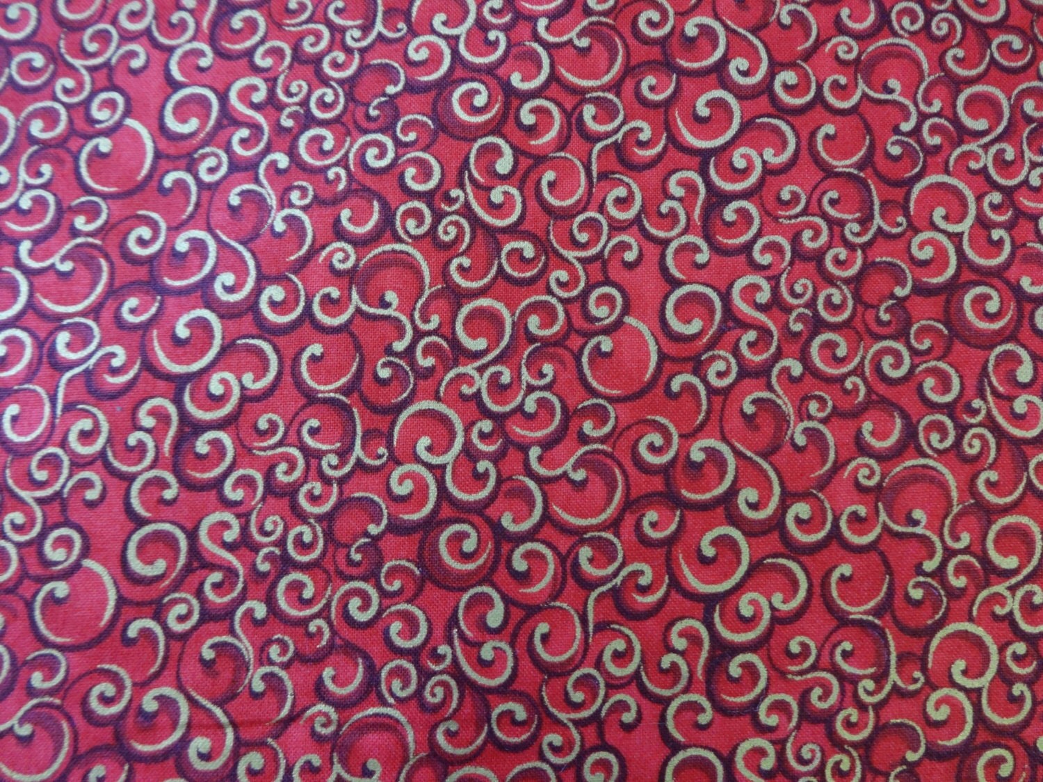 Quilting Treasures Red & Gold Swirls Fabric 532