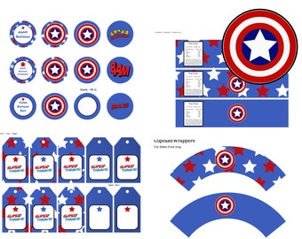Superhero Captain America Printable, Superhero Party Package, Superhero ...