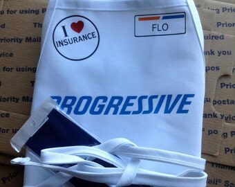 Children's Flo Progressive Insurance Apron, Name Badge + pin WITH REAL ...