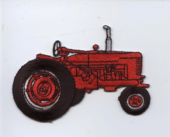 Red Farm Tractor Embroidered Patch Iron on by WholesaleApplique