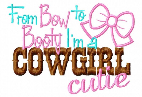 Items Similar To Cowgirl Cutie 5x7 Embroidery Design Country From Bow