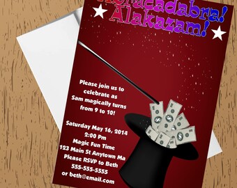 Items similar to Magic Birthday Party Invitation - Magician Party ...