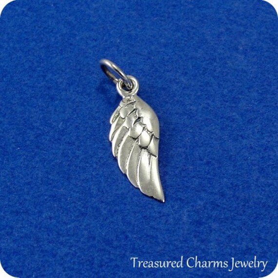 Tiny Angel Wing Charm Sterling Silver Angel by treasuredcharms
