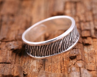 Wedding Ring Engagement Band Fingerprint Jewelry Handwritten Jewelry