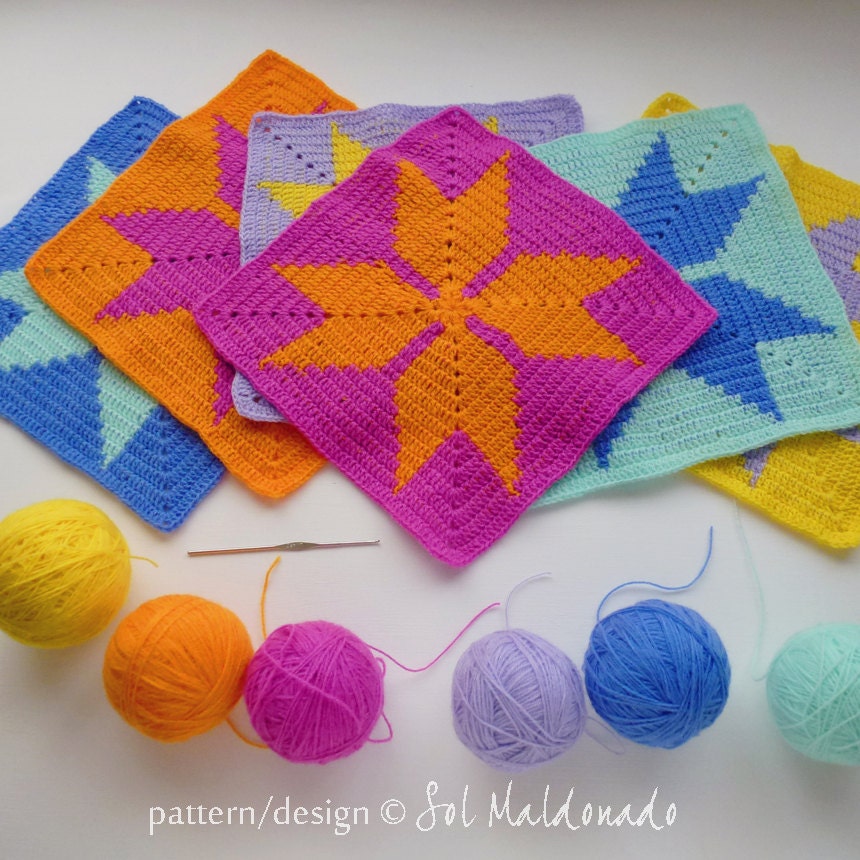 Throw Geometric crochet pattern granny square granny chic