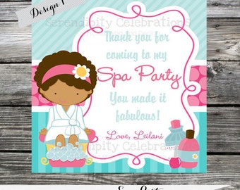 Spa Birthday Party stickers Spa party Favor stickers