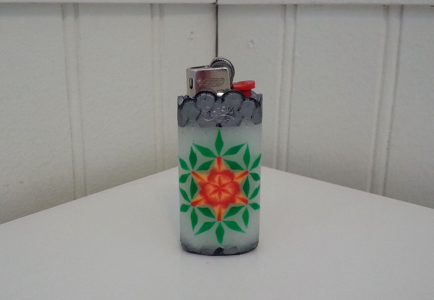 MINI Bic Rasta Flower of Life Perler Bead LIGHTER CASE rasta