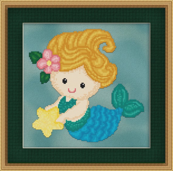Items similar to Cross Stitch Pattern Sweet Little Mermaid Design ...