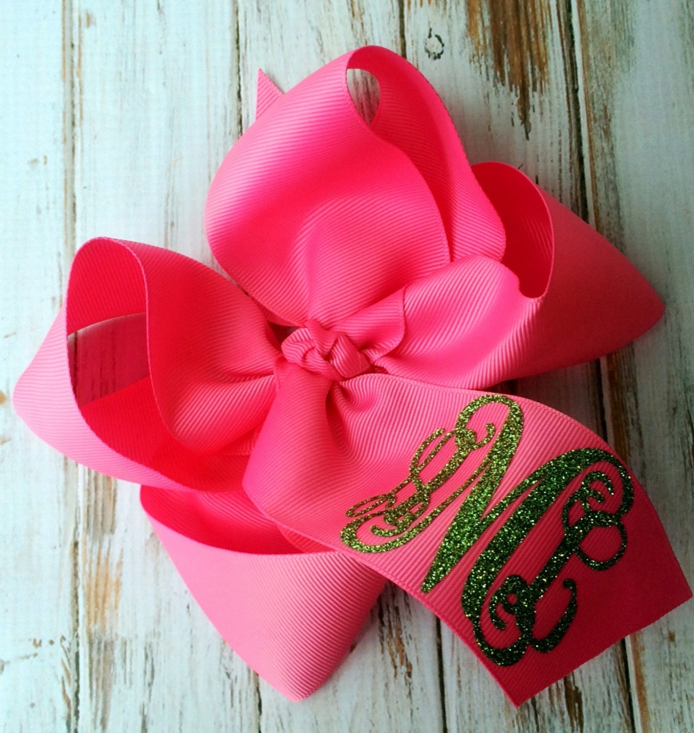 Monogrammed Hair Bow Glitter Monogram Hair bow by PoshBoutiqueGa
