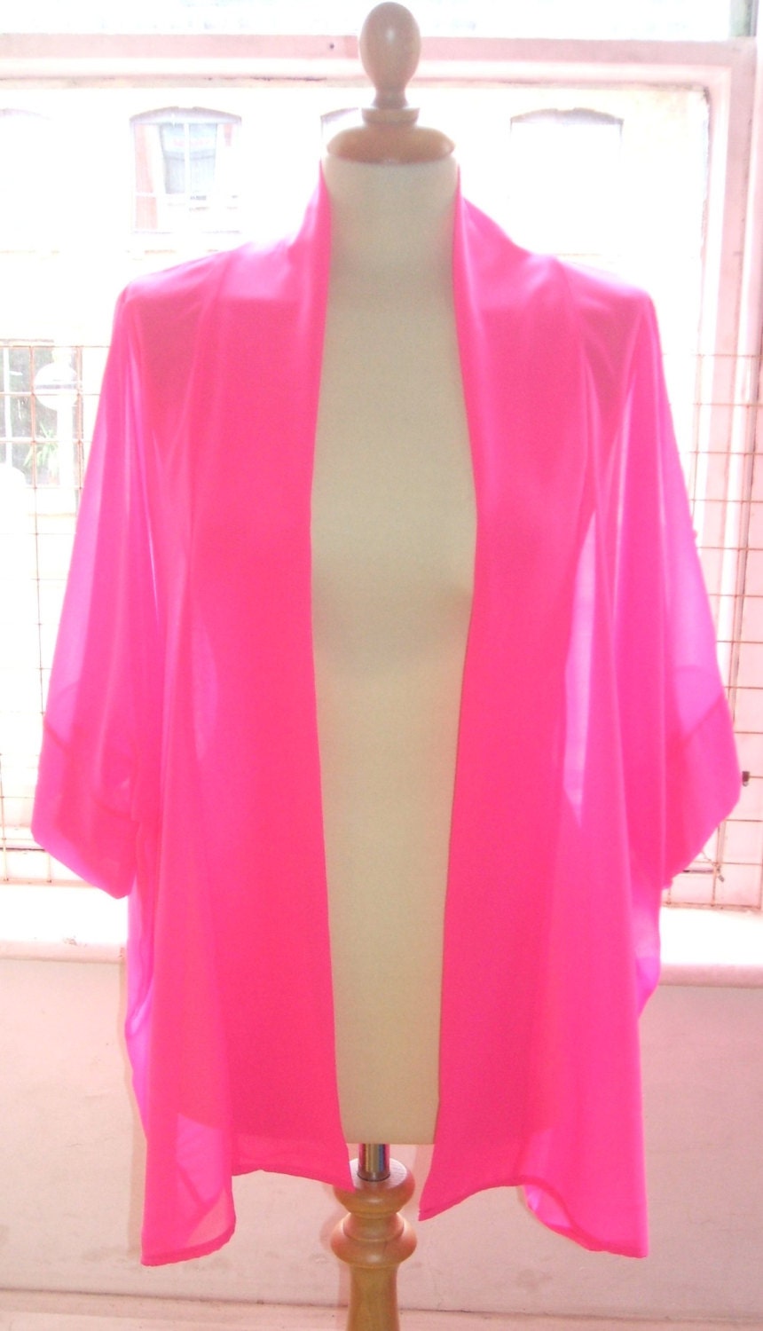 Baylis & Knight Hot Pink Chiffon Mid Length KIMONO Jacket