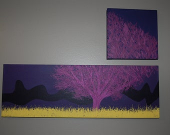 Purple tree painting | Etsy
