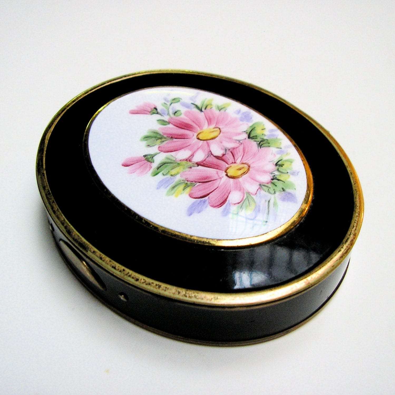Handpainted 1930’s Compact: Bliss Brothers Enamel & Brass – Haute Juice