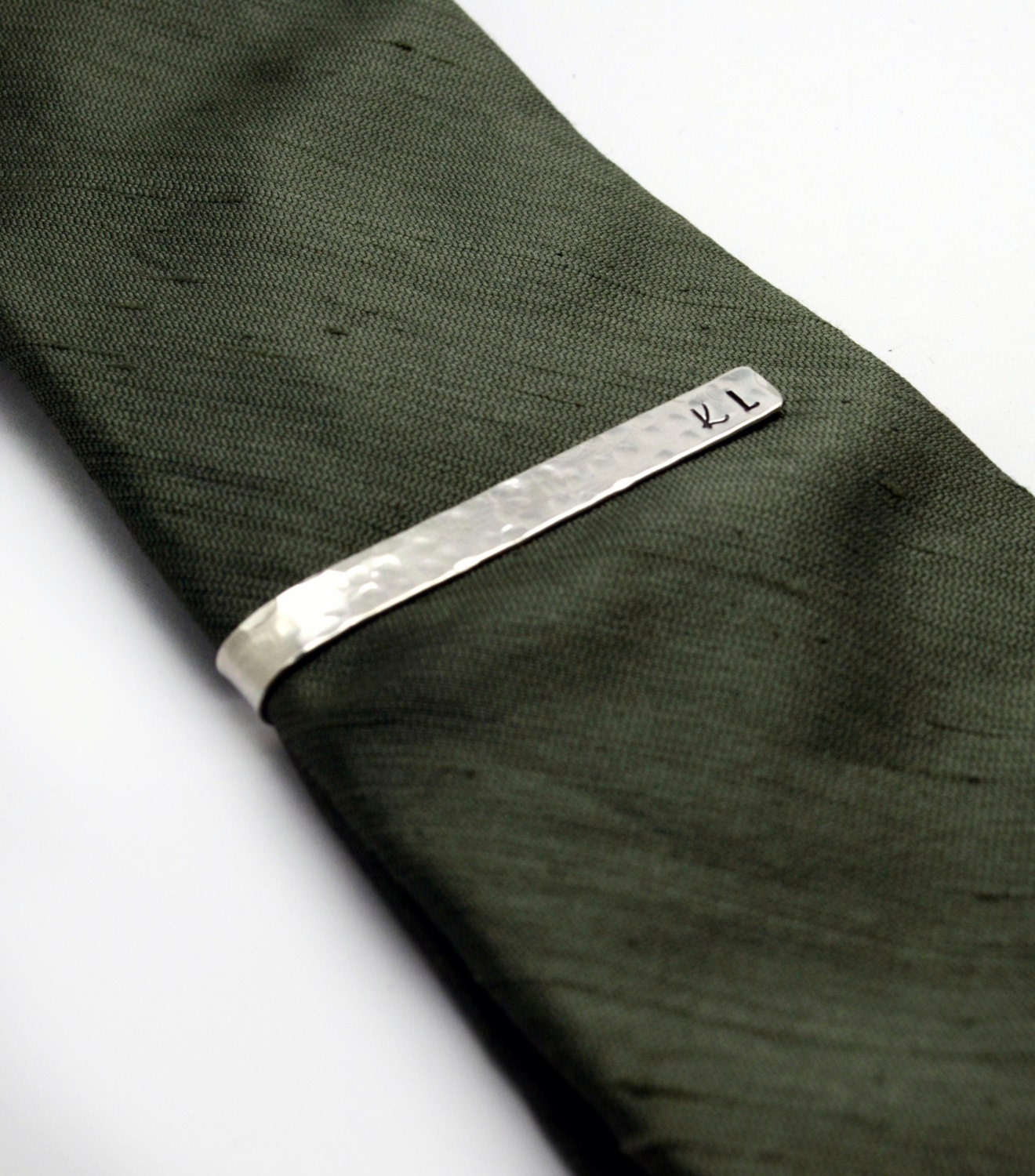 Hammered Personalized Tie Bar Tie Clip Sterling Silver Hand