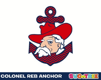 Ole Miss Rebels, Colonel Reb Anchor, SVG, DXF, Vector Files for ...