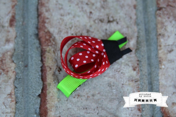 Items similar to Lady Bug Hair Clip, Red with White Polka Dots on Etsy