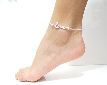 Love anklet | Etsy