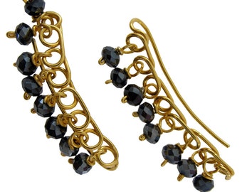 Ear pins, pair of gold plated - solid sterling silver ear pin earrings ...