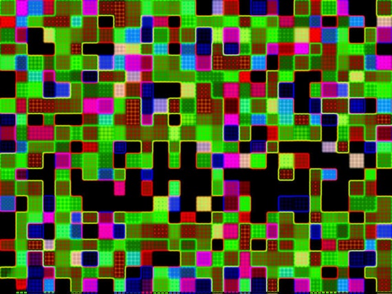 Neon Tetris Digital Art printed on canvas by PlanetSuiteing