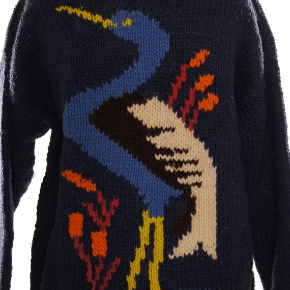 Cowichan Cardigan Sweater / Vintage Blanket Sweater / Stork