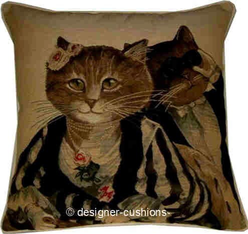 Susan Herbert Opera Cats Tapestry Cushion by designercushions