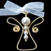Wire Wrapped Angel Pendant Swarovski White Pearls by banadesigns