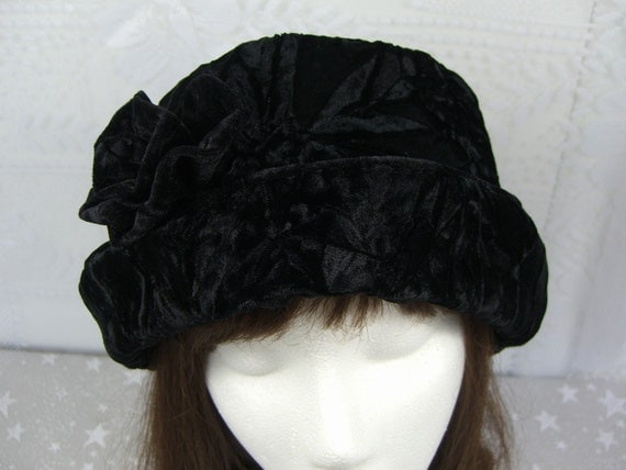 Rich Black Crushed VELVET Hat Women's Velvet Hat Winter