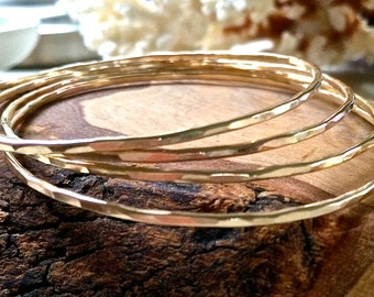 Thin gold bangle | Etsy