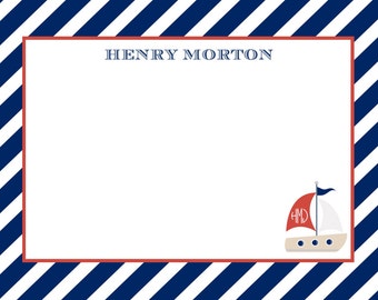 Pink and Red Chevron Notecard Stationery or Invitation RED