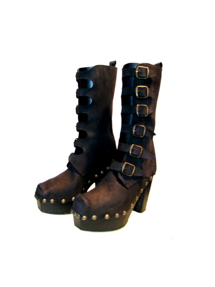 Vintage Luichiny Steampunk Boots From Spain Womens Black Leather Nubuck ...