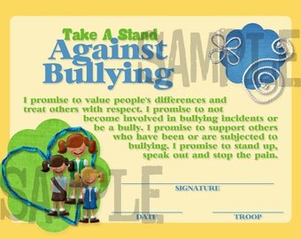 Anti-Bully Pledge / Promise to Not Bully Printable Certificate