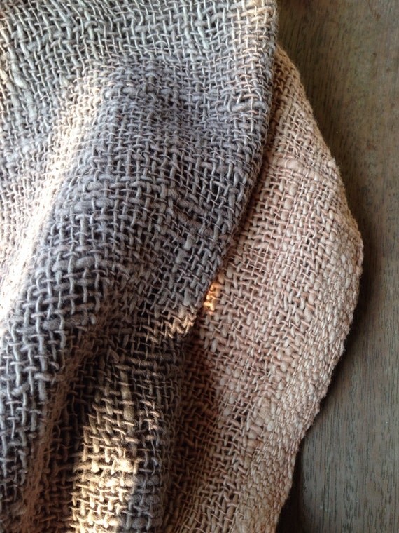 Handwoven cotton shawl scarf in two shades of brown color in